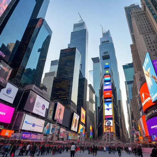 Times Square New York with a galactic sky