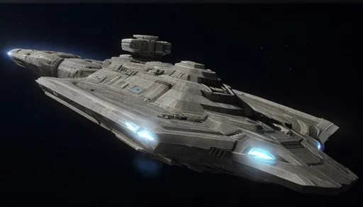 An immense ancient alien starship drifts through the...