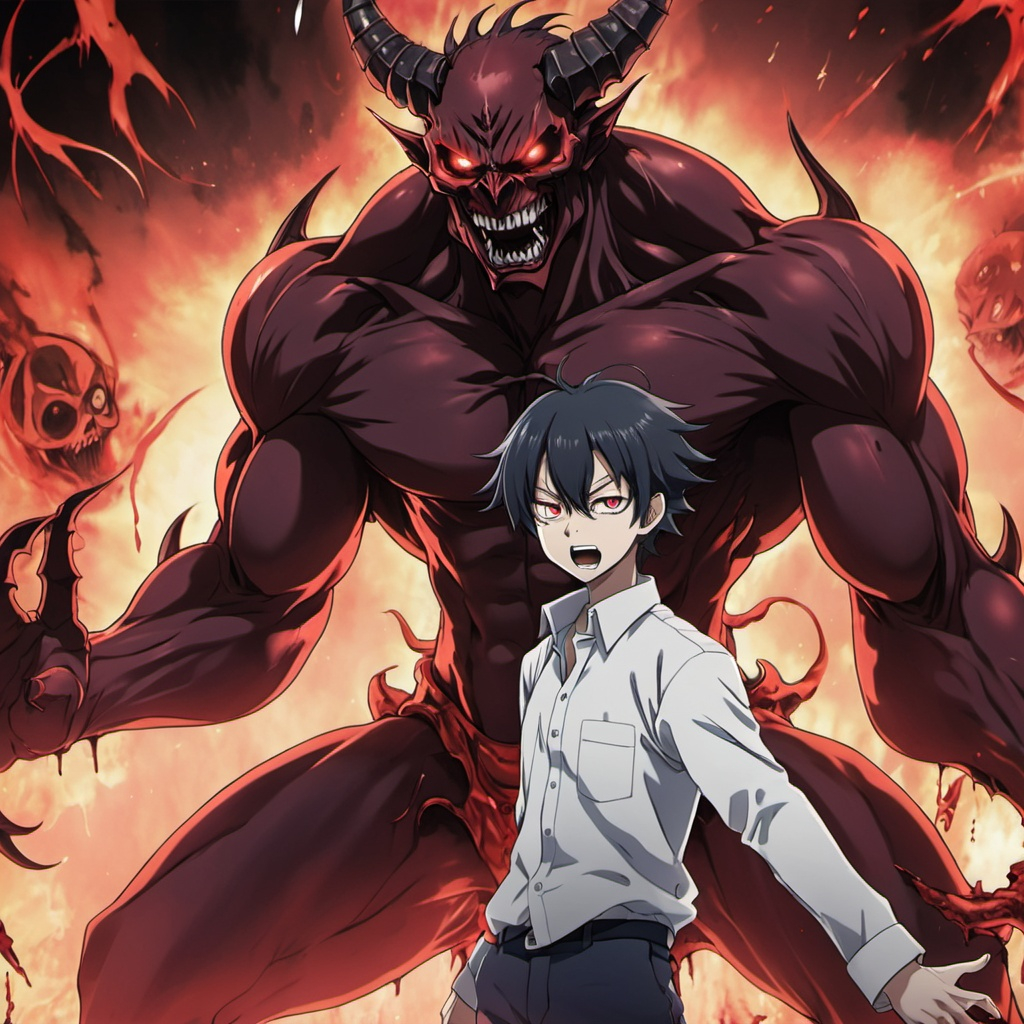an anime in which a demon is being killed