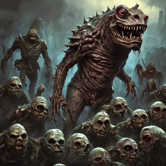 Crowd of, Male , Monsters, undead, rotten, Humanoid,... | OpenArt