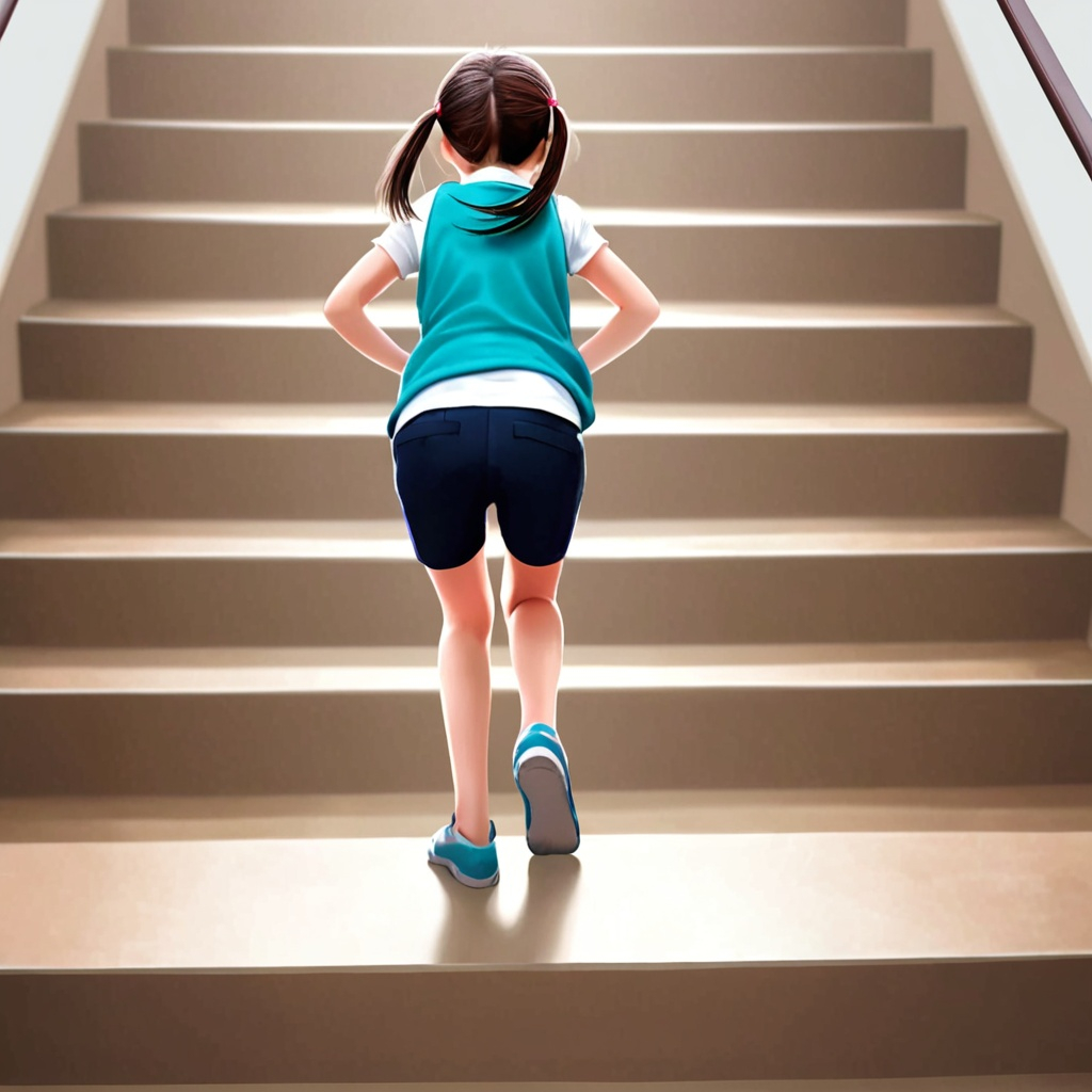 Girl climbing stairs Discipline success