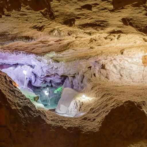 A liminal cave system with crystals and dripstone