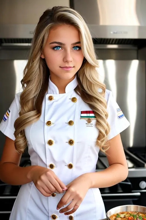Hungarians girl 16yo, Chef uniform, Blond hair, | OpenArt