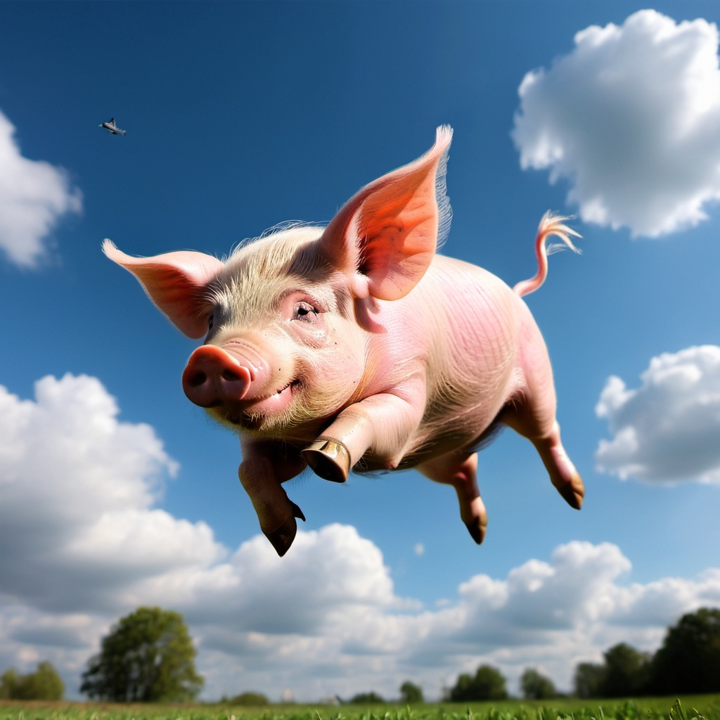 A pig flying