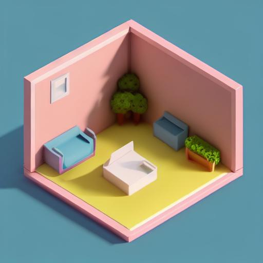 Tiny cute isometric {room} in a cutaway box, {style}...