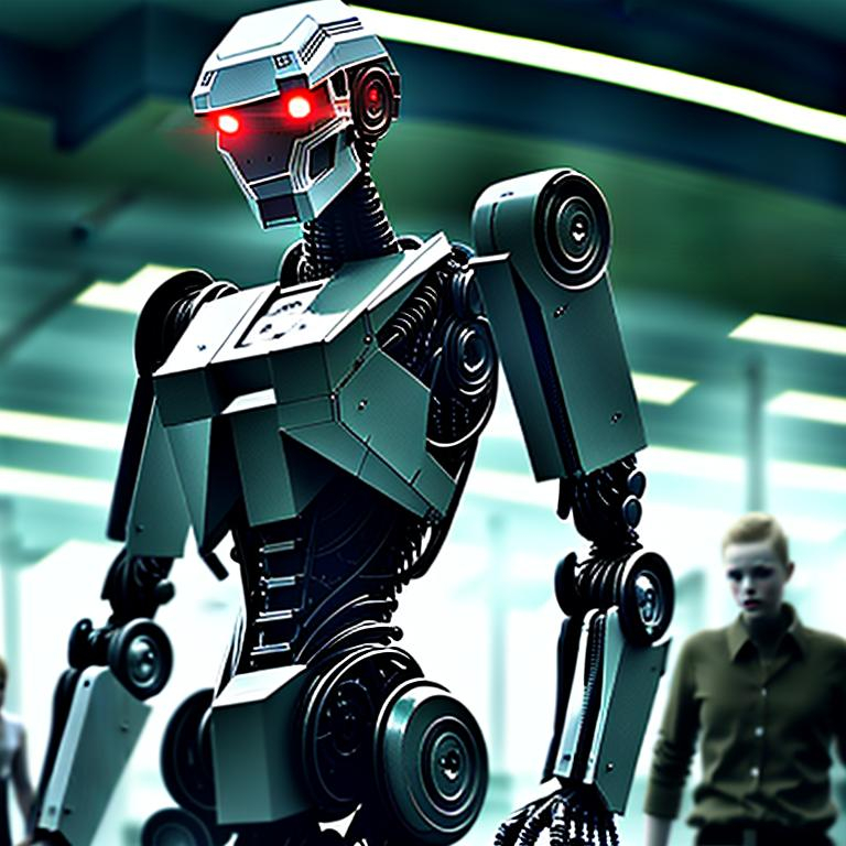 series robots cyborgs humans figth in a movie hip...