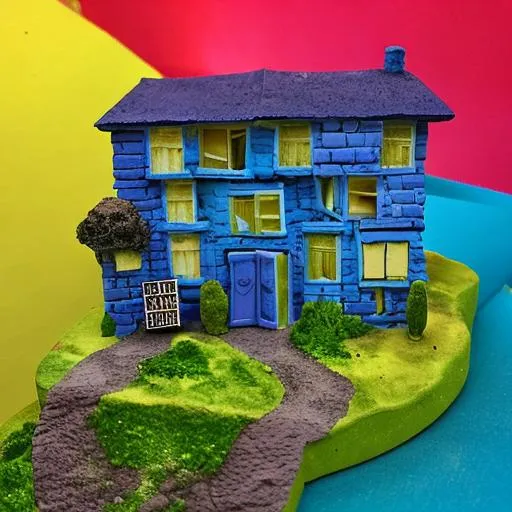 Blue House Matrix Clay diorama | OpenArt