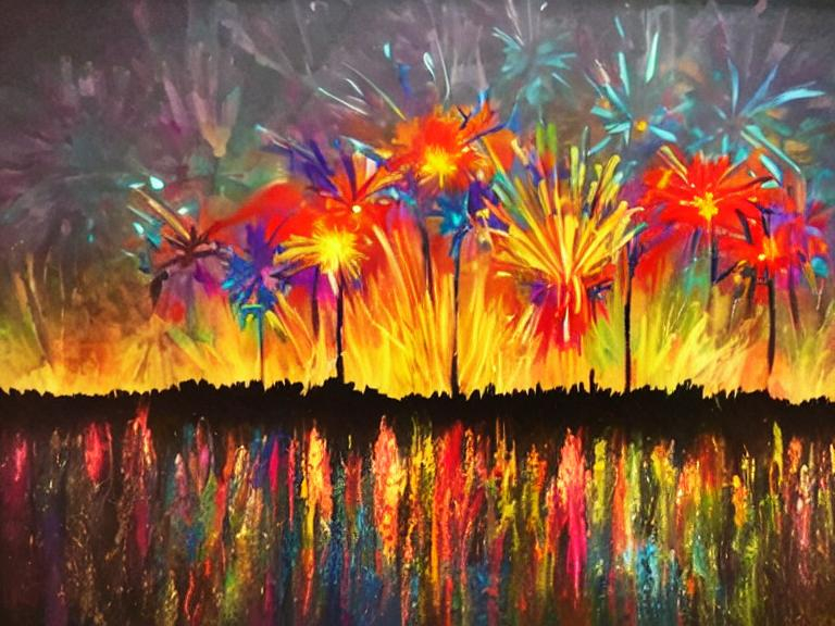 Psychedelic fireworks modern acrylic