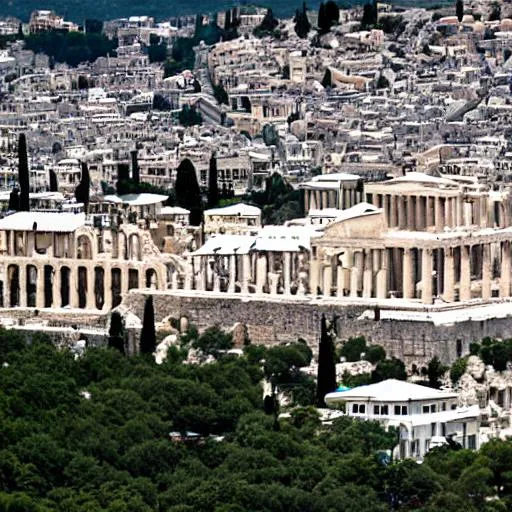 Acropolis view from rooftop as line drawing | OpenArt