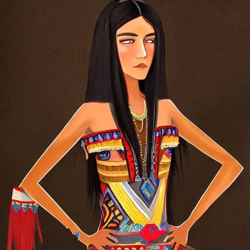 digital painting of beautiful feminine aztec crossdr... | OpenArt