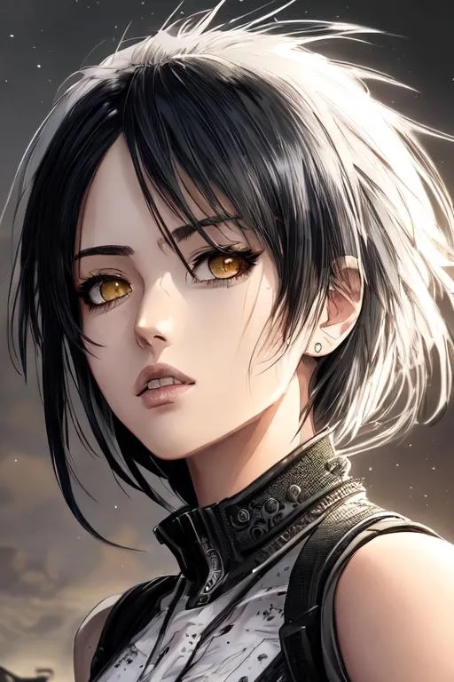 SamDoesArt, a girl, white hair, short hair, yellow e... | OpenArt