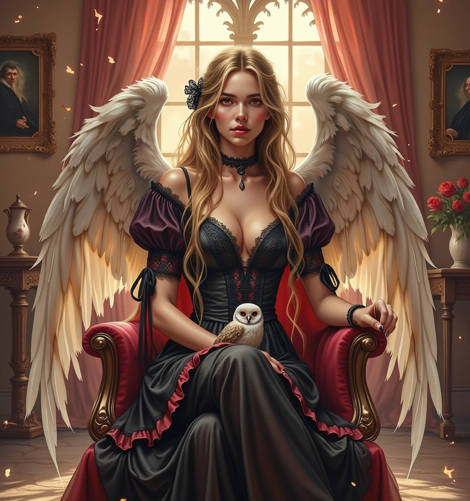 A Regal Angelic Girl With Long Golden Hair Sits El a-regal-angelic-girl-with-long-golden-hair-sits-el