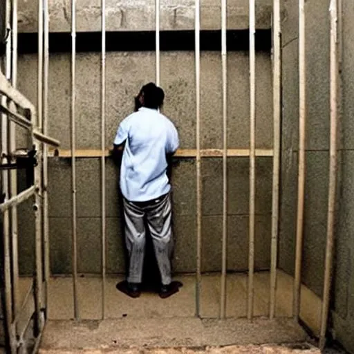 Man throwing up his own pelvis in prison cell