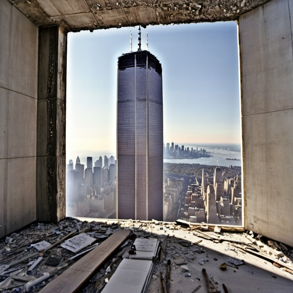 draw september 11 2001 at 7am in the perspective fr...