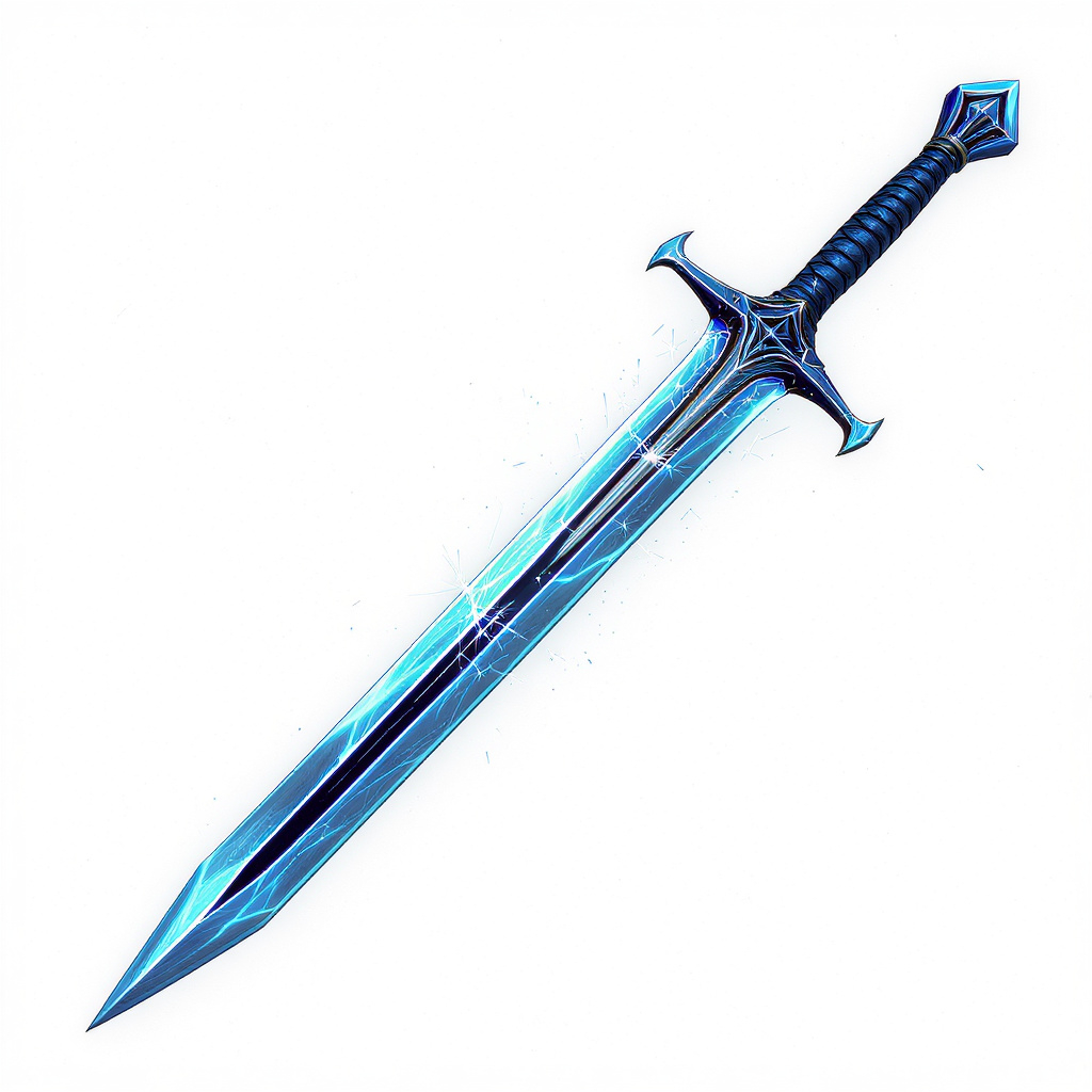A sharp, single-edged azure steel sword (about 1 met...