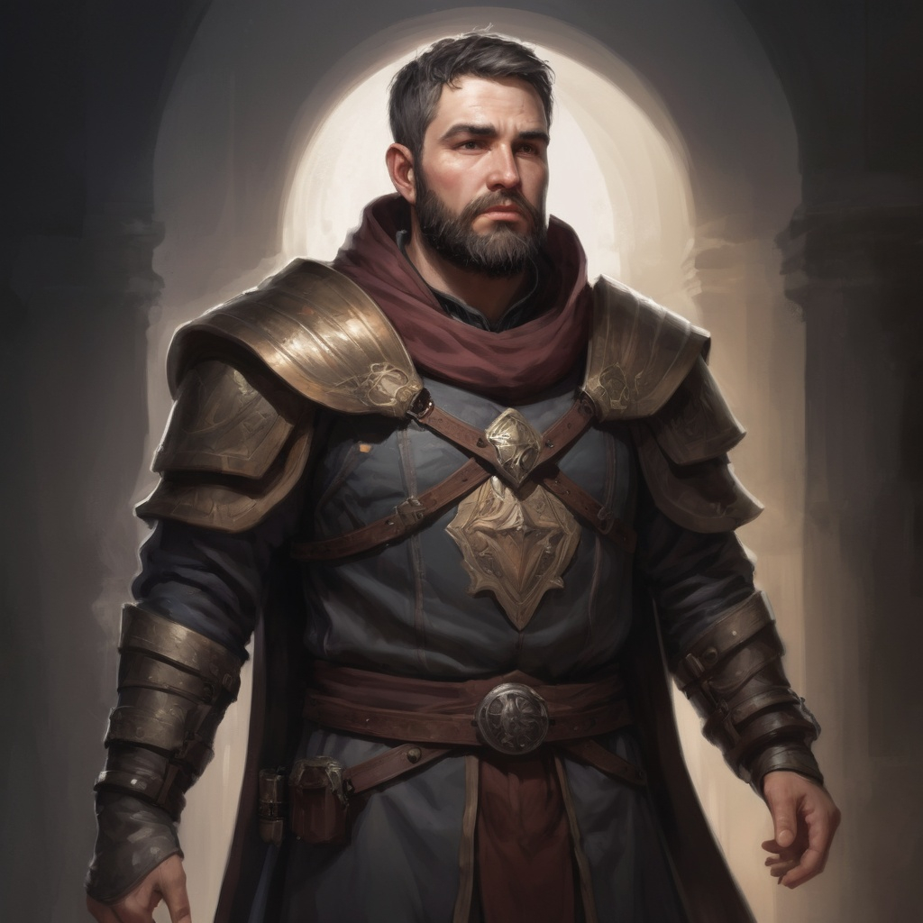 Male stocky large masculine holy-cleric with short-c...