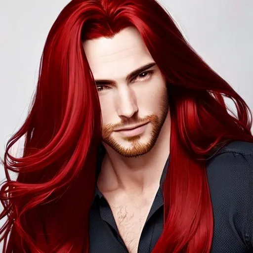Handsome man with long, silky red hair | OpenArt