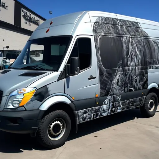 Black and grey topographic art vehicle wrap for a 20... | OpenArt
