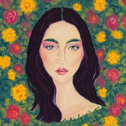 A painting of a goddess in a field of flowers | OpenArt