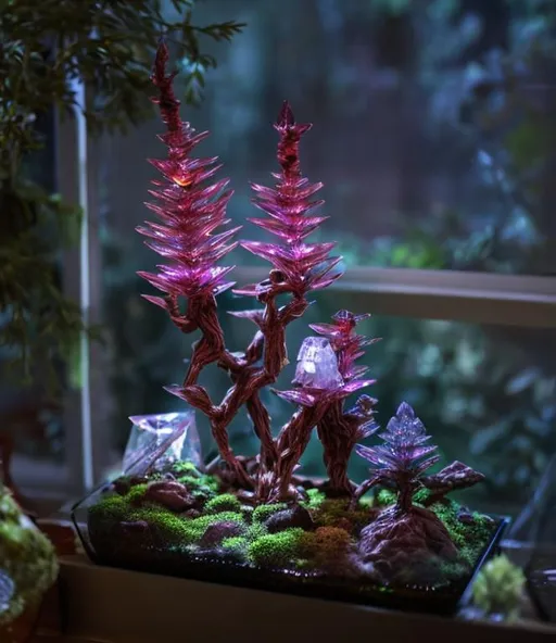 alien crystal tree in a terrarium