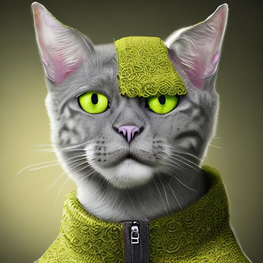 high quality 3 d render very cute Prince grey cat, y...
