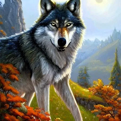 a beautiful oil painting of a hungry wolf, D&D, fant... | OpenArt