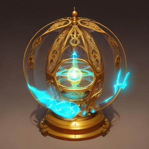 a magic item that looks like a glowing gyroscope,