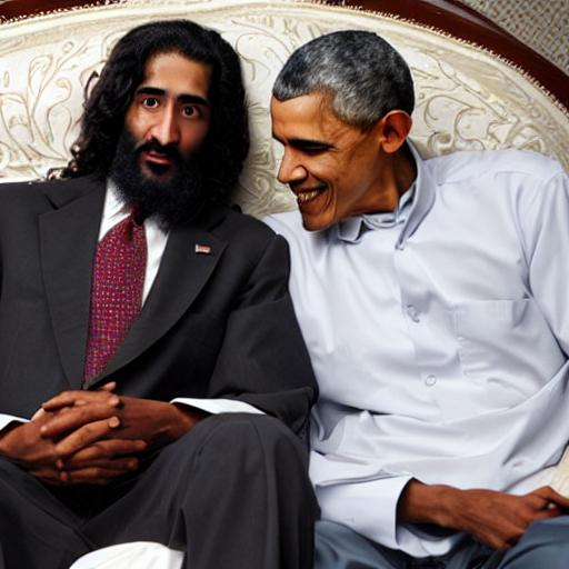 bin laden with obama in the bed | OpenArt