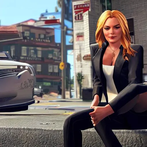 beautiful lindsay lohan in gta v loading screen | OpenArt