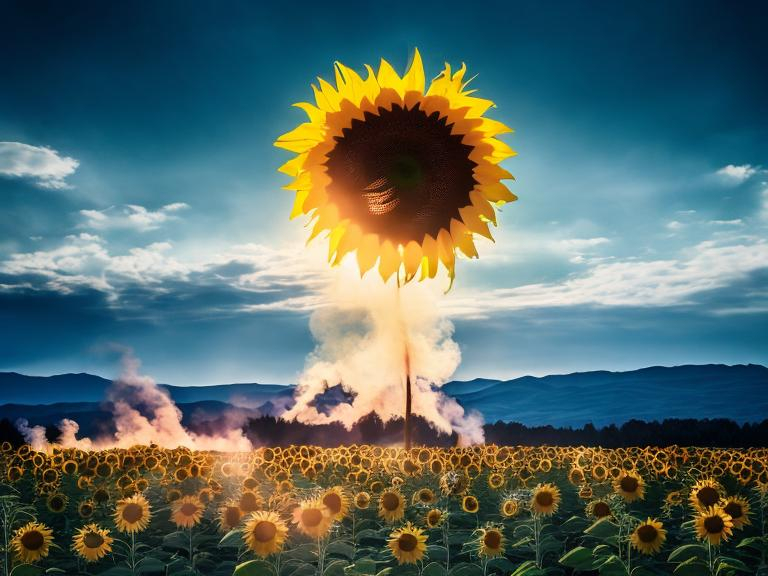 massive sunflower explossion in the world, Atomic di...