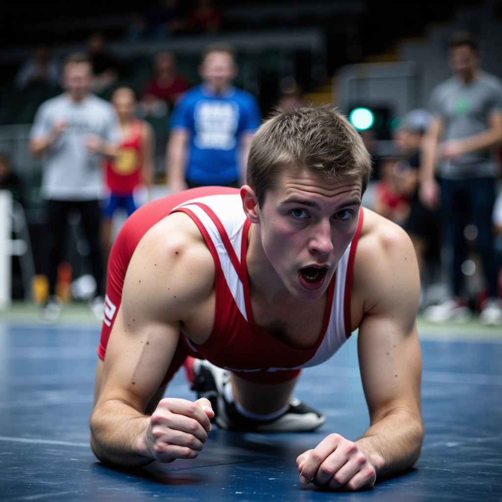 An Awkward derpy US collegiate wrestler with a stupi...