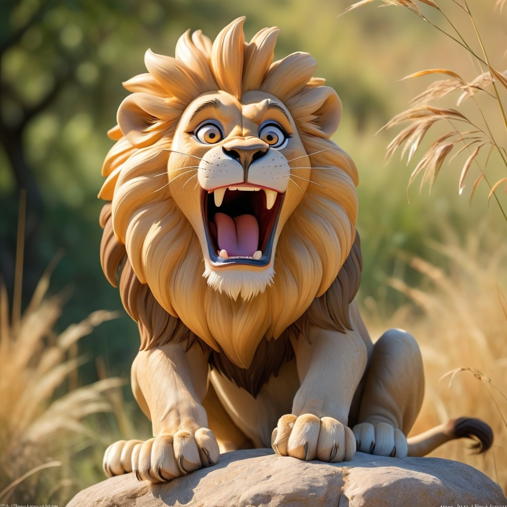 Lion laughing like monkey