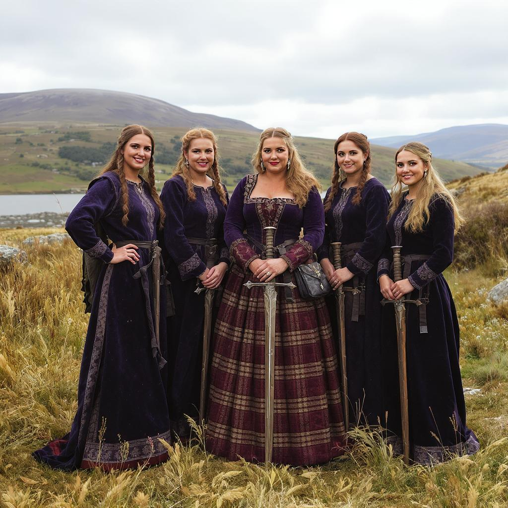 strong 16th century Scottish woman in her 50's stan...