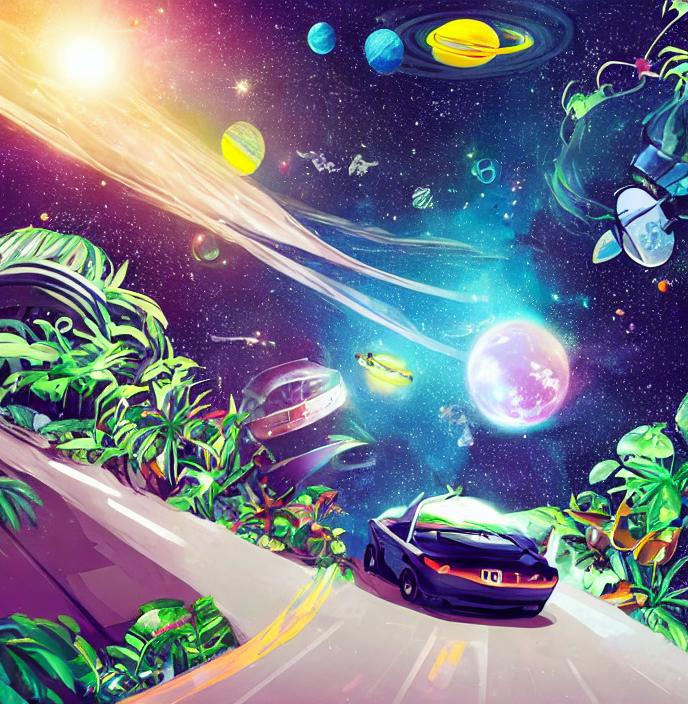car in space jungle | OpenArt