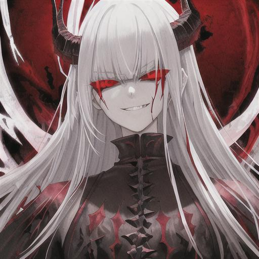 White_Hair, Red_Eyes, Sadistic Smile, Cunning and Ma... | OpenArt