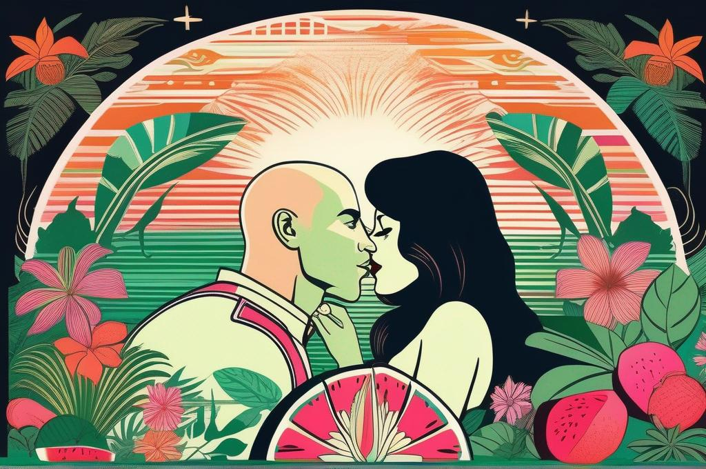 Silk screen illustration, a bald handsome jungle exp... | OpenArt