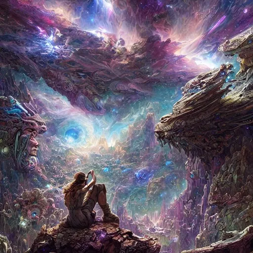 a celestial human like being sitting alone in a plan... | OpenArt