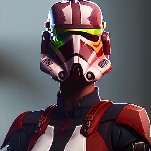 a torso portrait of a female clone trooper phase 2,... | OpenArt