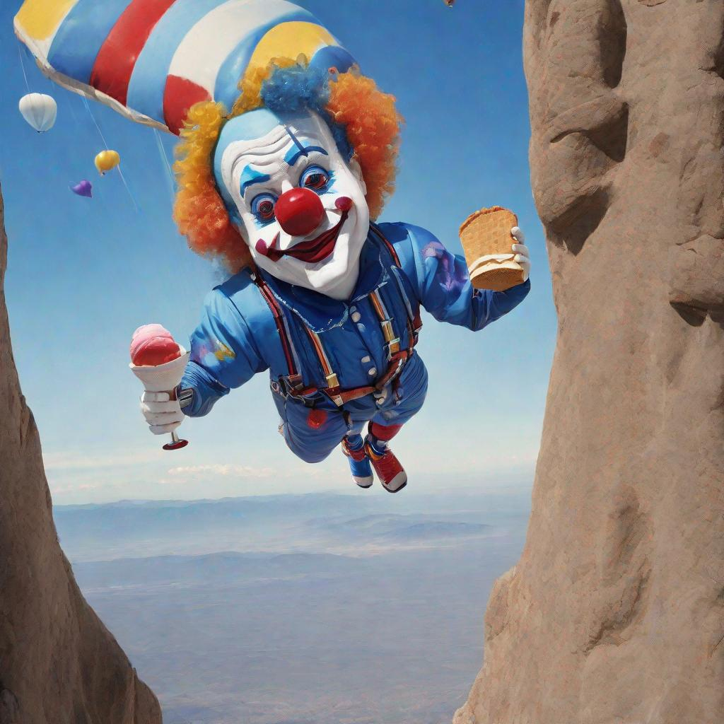 Blue clown sky diving in the afternoon around April...