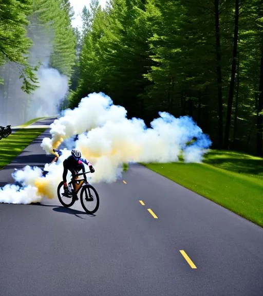 bicycle, drifting, smoke.