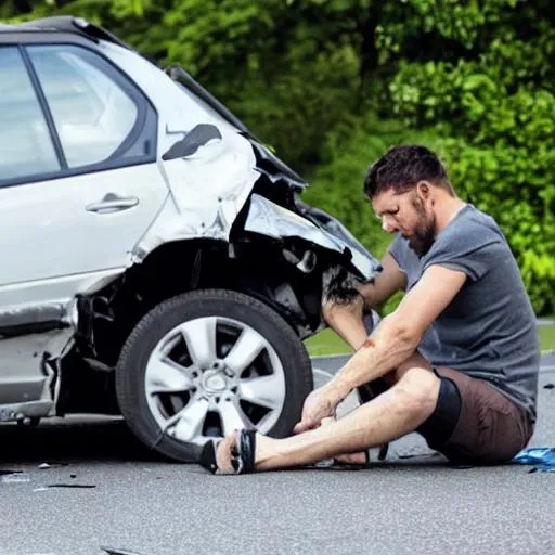 Angry dad in car crash and injured | OpenArt