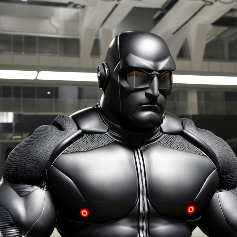 (full body shot) of a beefy android spy bodybuilder... | OpenArt