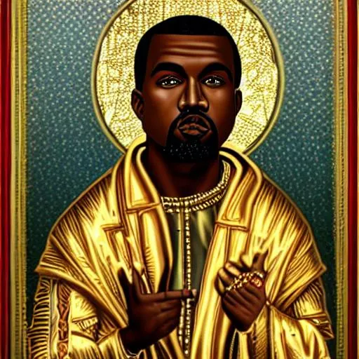 kanye west as an orthodox saint icon made of gold | OpenArt