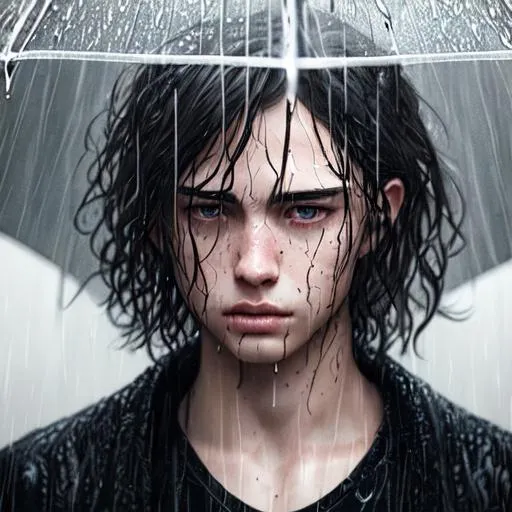 Portrait of Sadboy with Wet Hair and With Sad Face,... | OpenArt