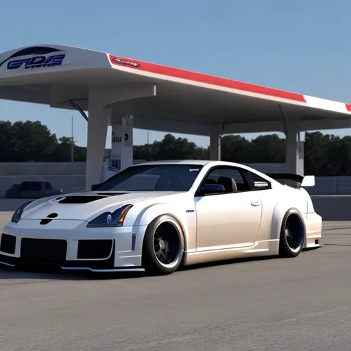 Cell-shaded anime style drawing of Widebody kit g35...