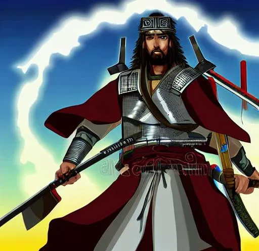 Anime war scene graphic High detail Samurai warrior... | OpenArt