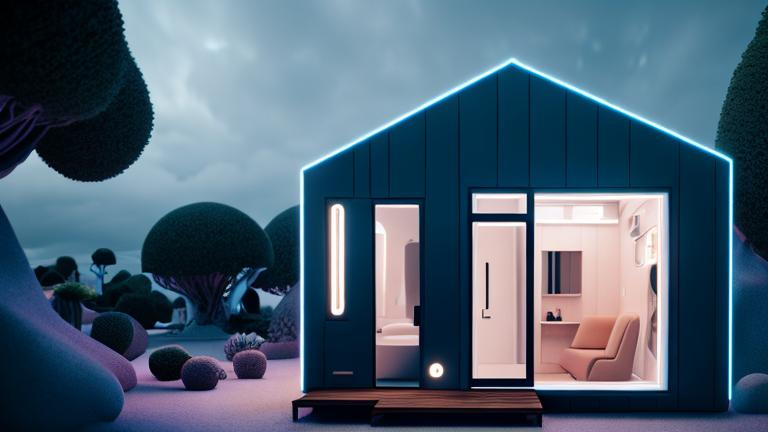 modern futuristic Tiny Home, House, with liminal spa... | OpenArt