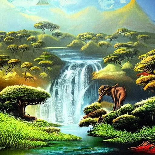 futuristic African village, hyper realistic lake, hy... | OpenArt