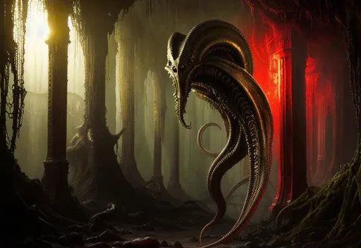 fantasy, lovecraftian creature, horror, alien squid...