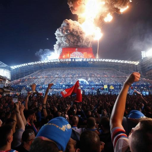 Napoli fans cheering for the winning of the champion... | OpenArt